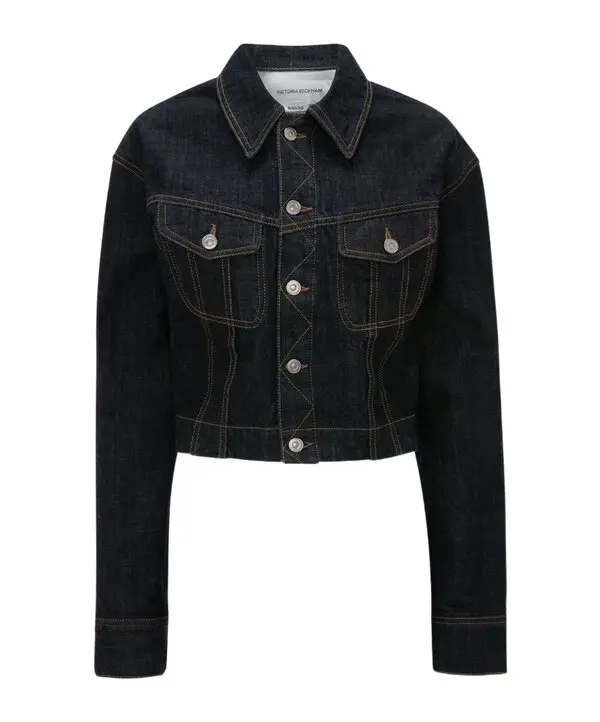 Victoria Beckham Button-fastening Denim Jacket - Navy Blue