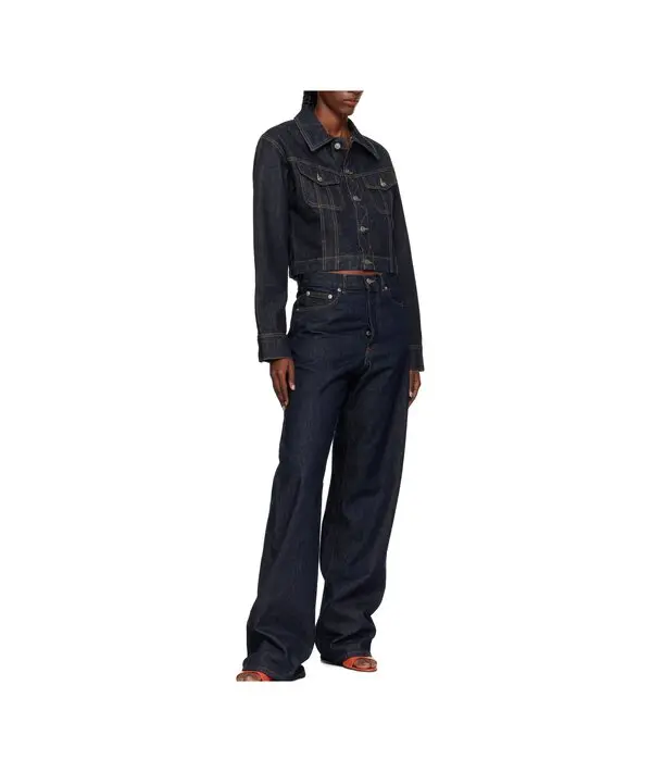 Victoria Beckham Button-fastening Denim Jacket - Navy Blue
