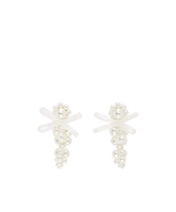 Simone Rocha Petite Bow Earrings - White