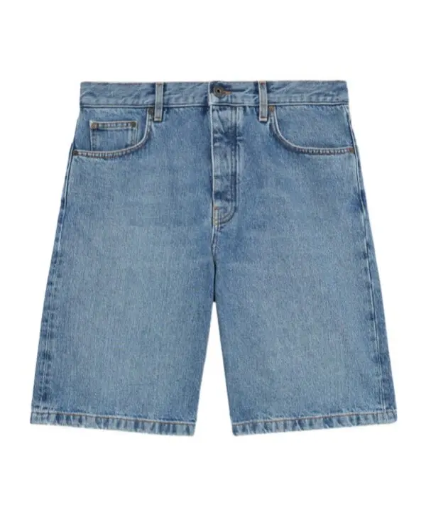 Off-White Arrow-motif Denim Shorts - Light Medium Blue