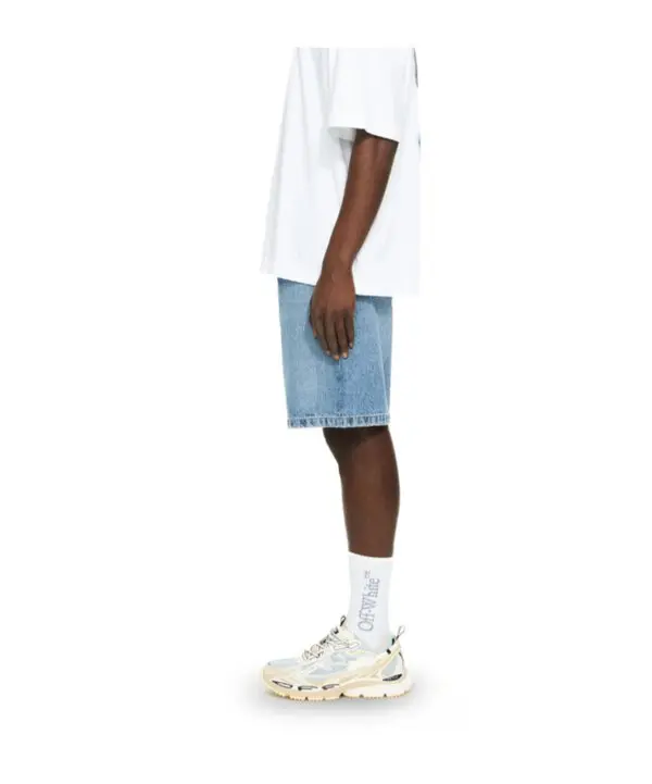 Off-White Arrow-motif Denim Shorts - Light Medium Blue
