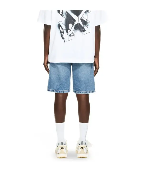 Off-White Arrow-motif Denim Shorts - Light Medium Blue