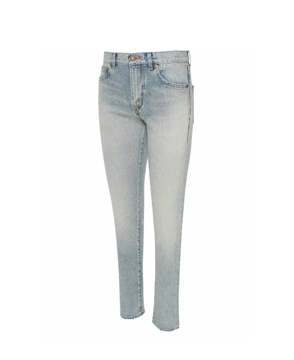 Saint Laurent Button Detailed Skinny Jeans