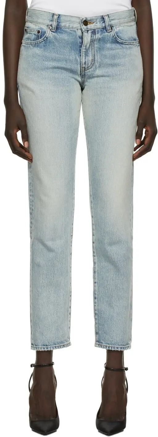Saint Laurent Button Detailed Skinny Jeans
