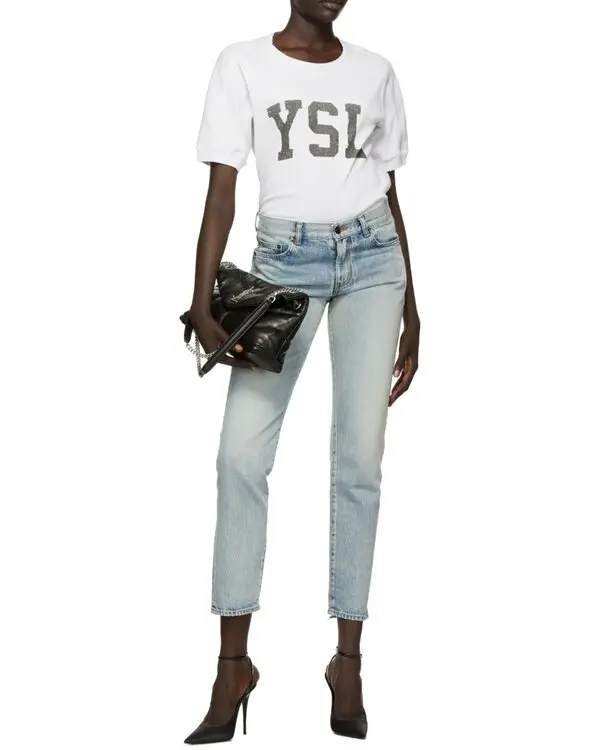 Saint Laurent Button Detailed Skinny Jeans