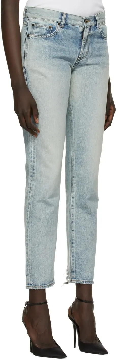 Saint Laurent Button Detailed Skinny Jeans