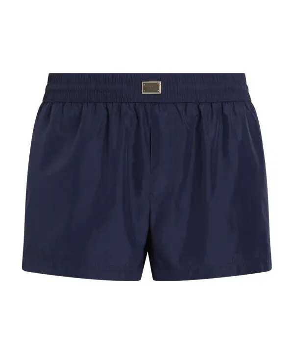 Dolce & Gabbana Logo Plaque Swim Trunks - Blue