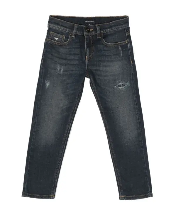 Emporio Armani Ripped Straight-leg Jeans