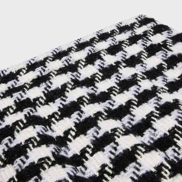 Celine Pleated Houndstooth Wool Skirt - White/ivory/black