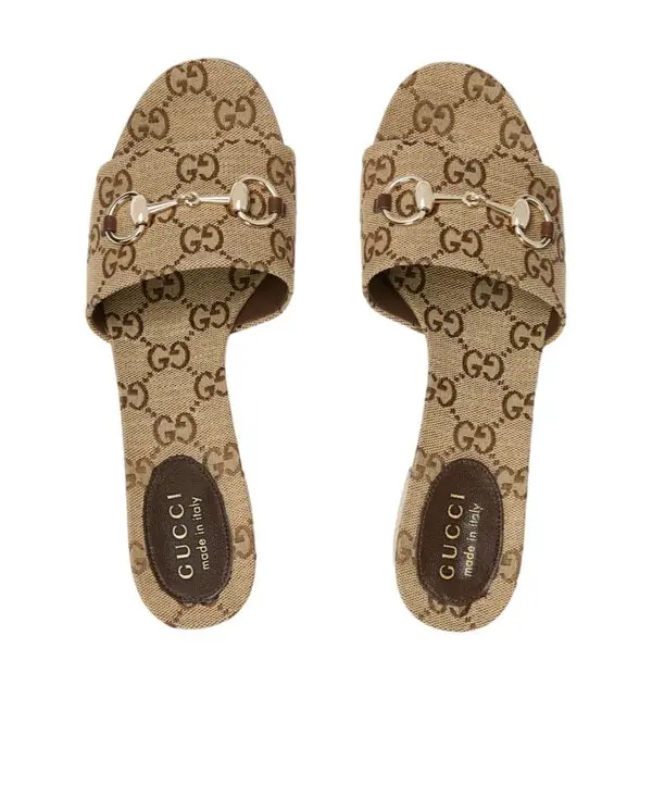 Gucci Horsebit Slide Sandals - Nude