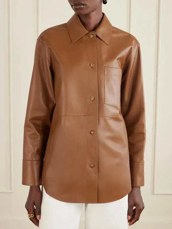 JOSEPH Penna Leather Shirt - Light Brown