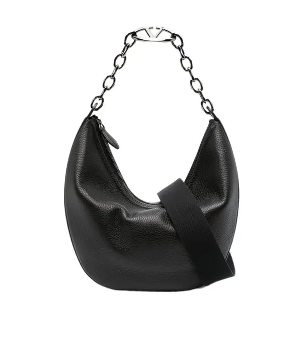 Valentino Garavani Vlogo Moon Zip-up Medium Shoulder Bag - Black