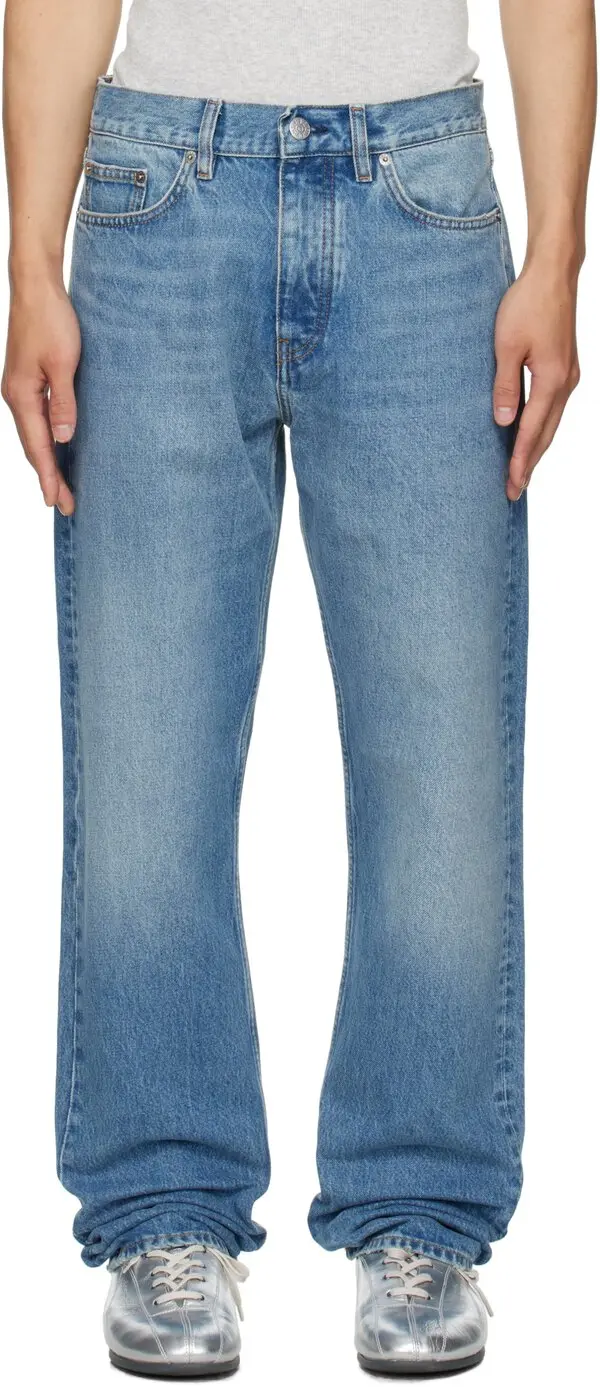 SUNFLOWER Five Pocket Jeans With Back Logo Patch - Blue