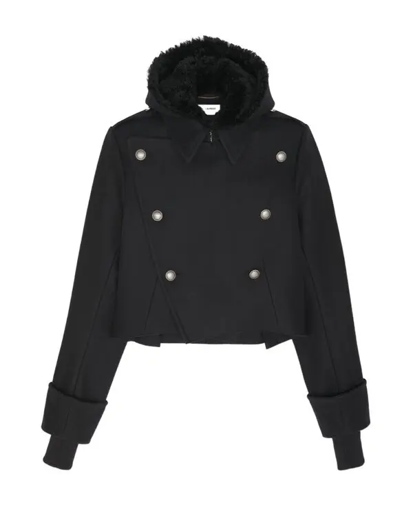 Saint Laurent Military Coat In Wool Felt And Shearling