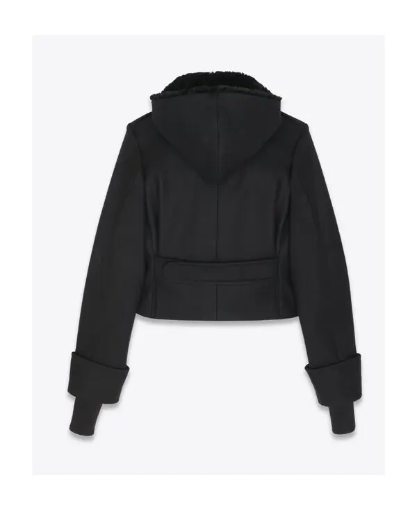 Saint Laurent Military Coat In Wool Felt And Shearling