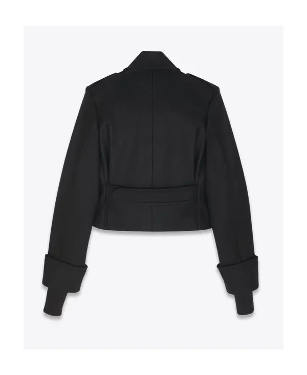 Saint Laurent Military Coat In Wool Felt And Shearling