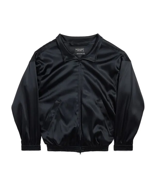 Balenciaga Zip-up Stand Collar Jacket In Heavy Satin