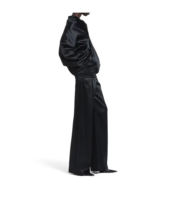 Balenciaga Zip-up Stand Collar Jacket In Heavy Satin