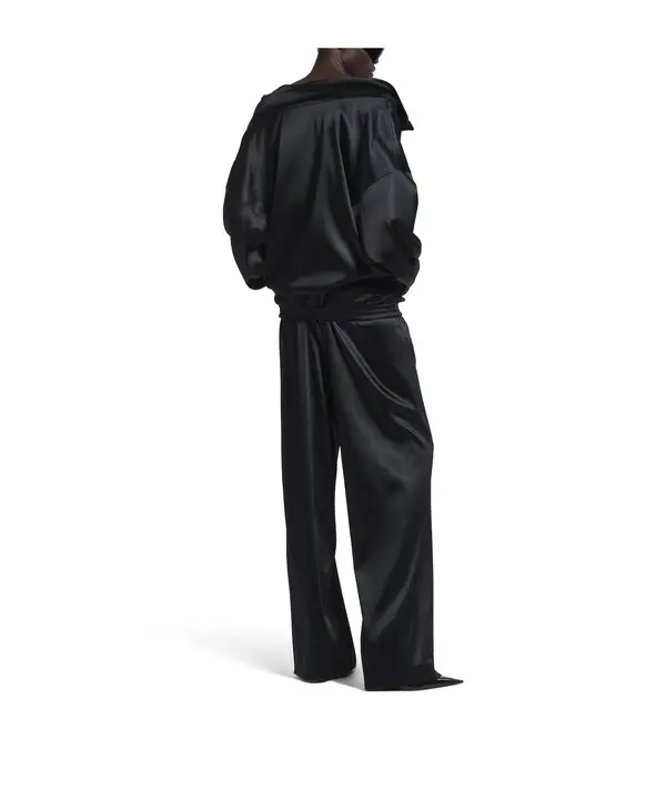 Balenciaga Zip-up Stand Collar Jacket In Heavy Satin