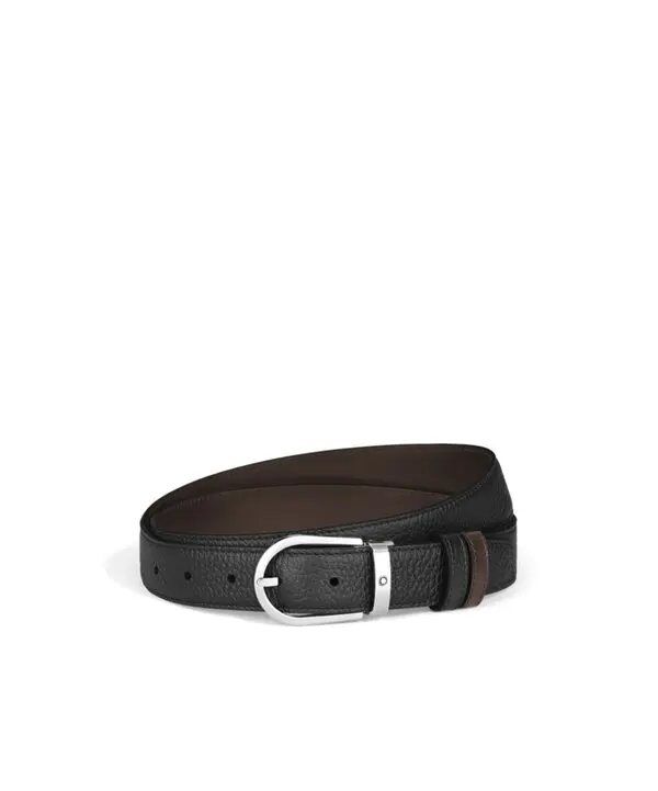Montblanc Horseshoe 30mm Reversible Leather Belt - Black