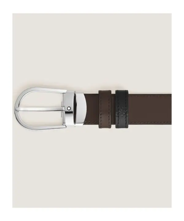 Montblanc Horseshoe 30mm Reversible Leather Belt - Black