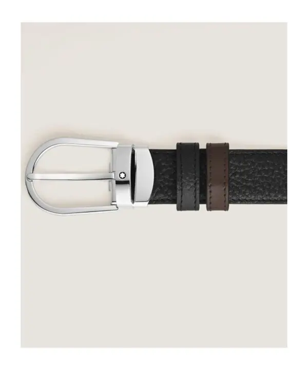 Montblanc Horseshoe 30mm Reversible Leather Belt - Black