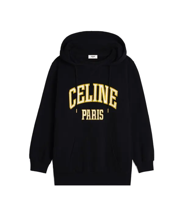 Celine Oversized Hoodie In Cotton Fleece - Black