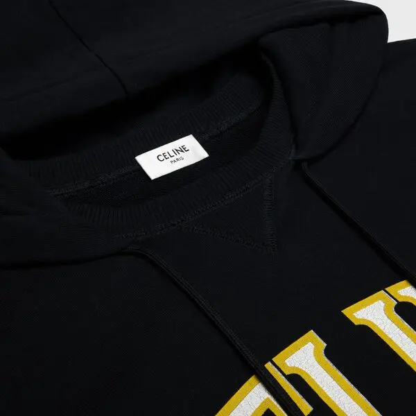 Celine Oversized Hoodie In Cotton Fleece - Black