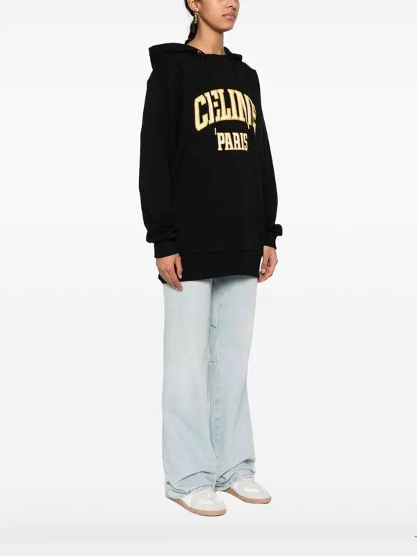 Celine Oversized Hoodie In Cotton Fleece - Black