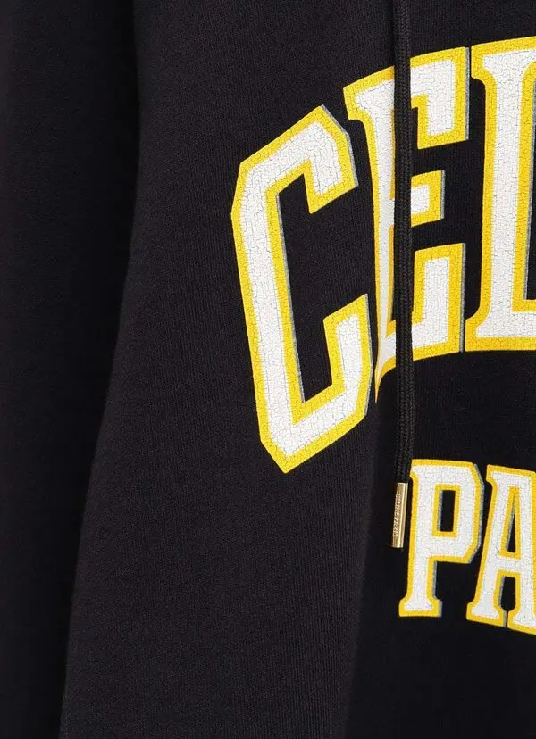 Celine Oversized Hoodie In Cotton Fleece - Black