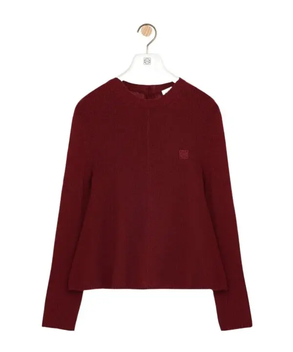Loewe Long-sleeved Knitwear With Embroidered Lettering - Burgundy