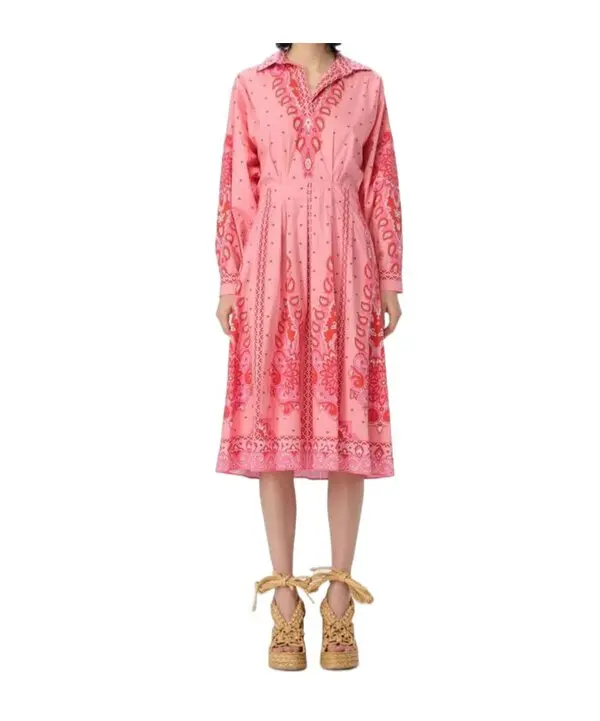 Etro Paisley-printed Pleated Shirt Dress - Pink