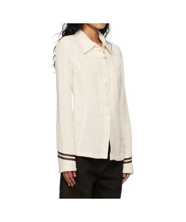 OPEN YY Seersucker Jacquard Stripe Sailor Cuff Shirt