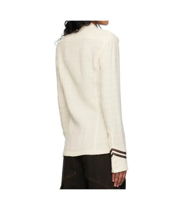 OPEN YY Seersucker Jacquard Stripe Sailor Cuff Shirt