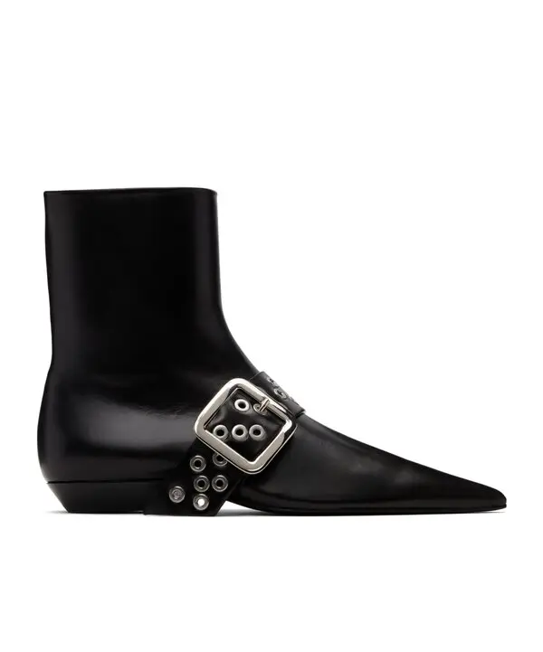 JIL SANDER Pointed Toe Ankle Boots With Buckle Detail
