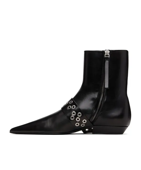 JIL SANDER Pointed Toe Ankle Boots With Buckle Detail
