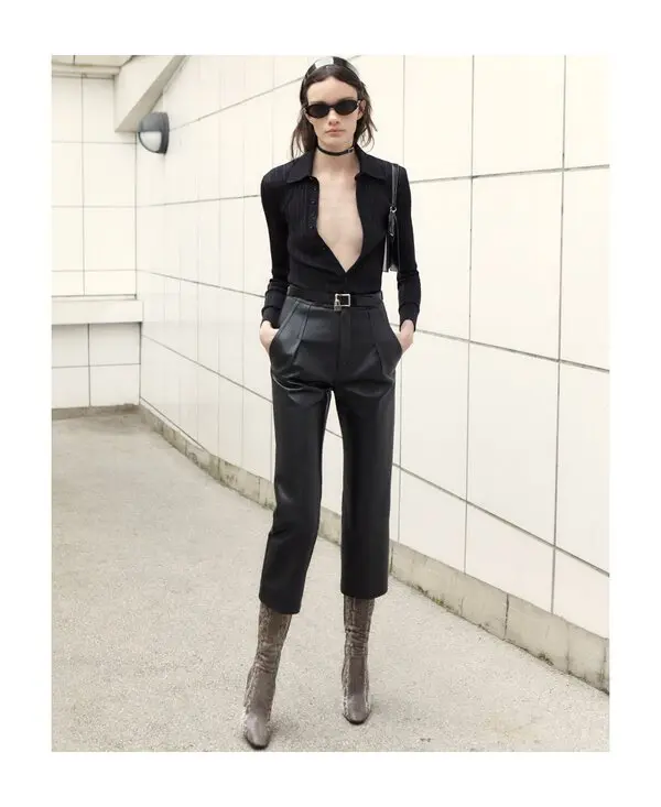 Saint Laurent Pleat Detailed Straight Leg Trousers