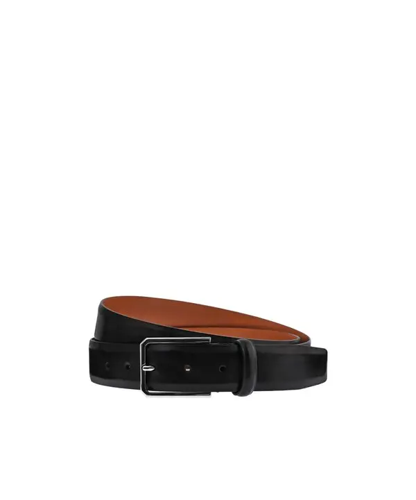 Santoni Buckle Leather Belt - Black