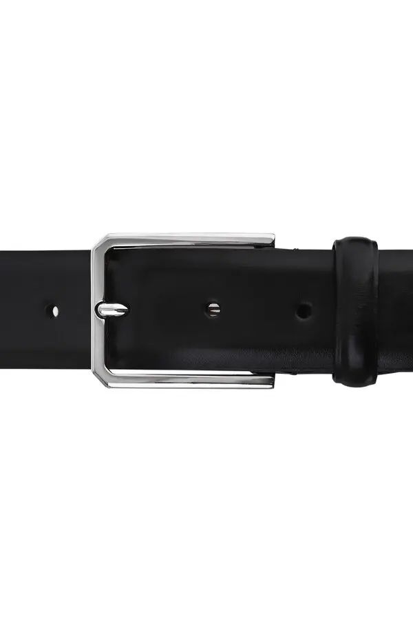 Santoni Buckle Leather Belt - Black