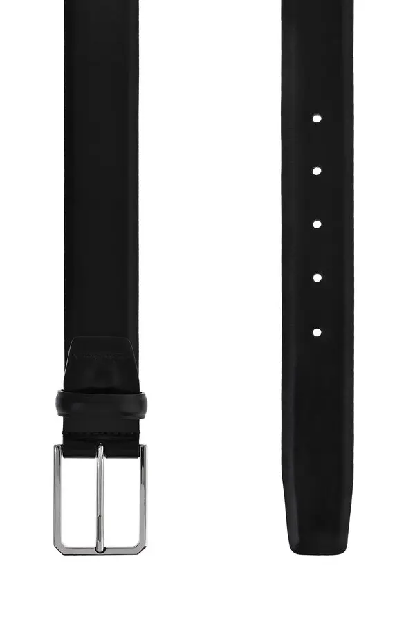 Santoni Buckle Leather Belt - Black