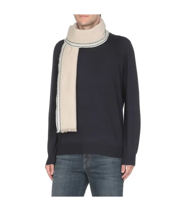 Brunello Cucinelli Fringed Edge Striped Scarf - Nude