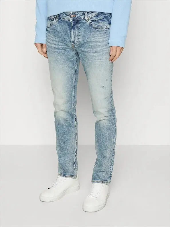 Hugo Boss Bleached Wash Cotton Jeans - Gray