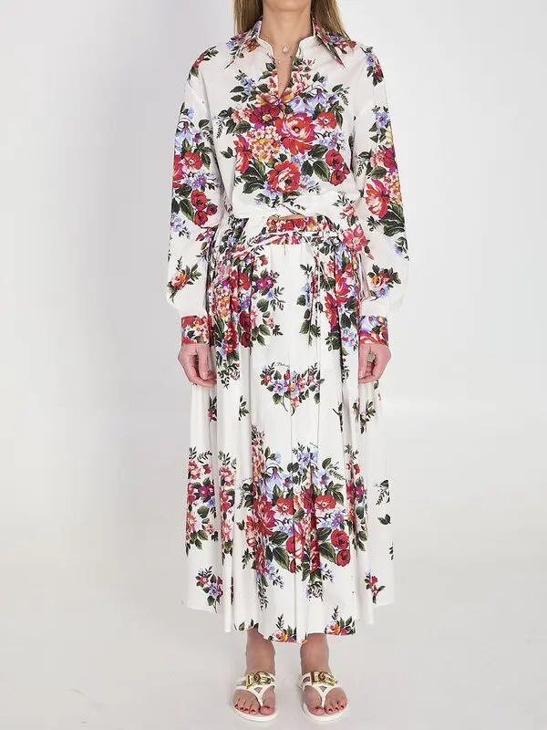 Dolce & Gabbana Floral Print Maxi Skirt - White