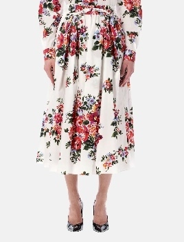 Dolce & Gabbana Floral Print Maxi Skirt - White