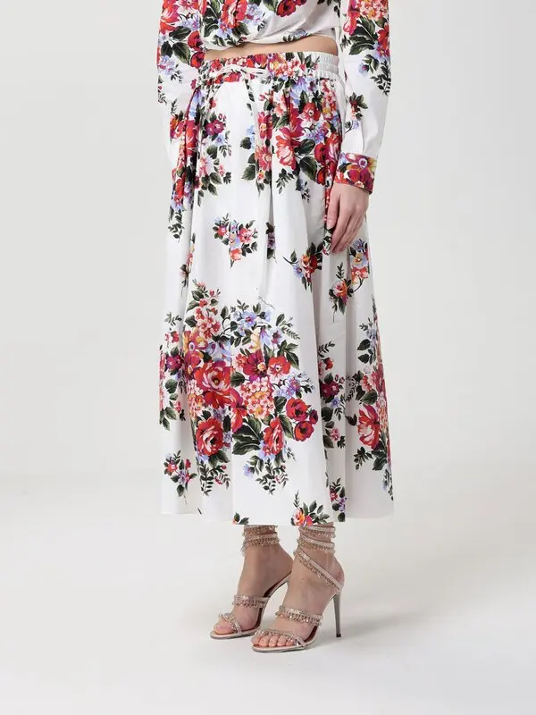 Dolce & Gabbana Floral Print Maxi Skirt - White