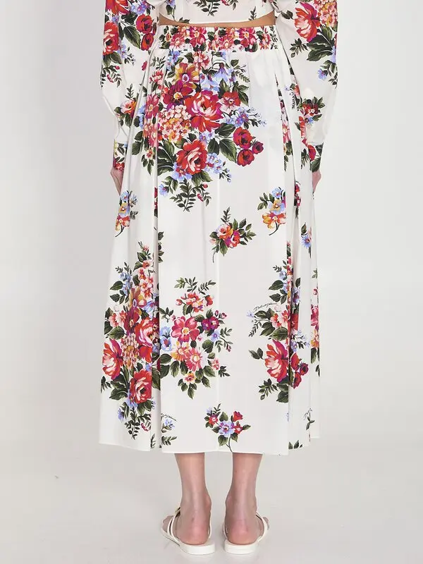 Dolce & Gabbana Floral Print Maxi Skirt - White