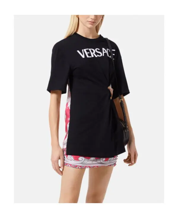 Versace Safety Pin Baroque Print Crewneck T-shirt