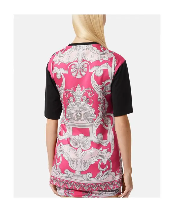 Versace Safety Pin Baroque Print Crewneck T-shirt