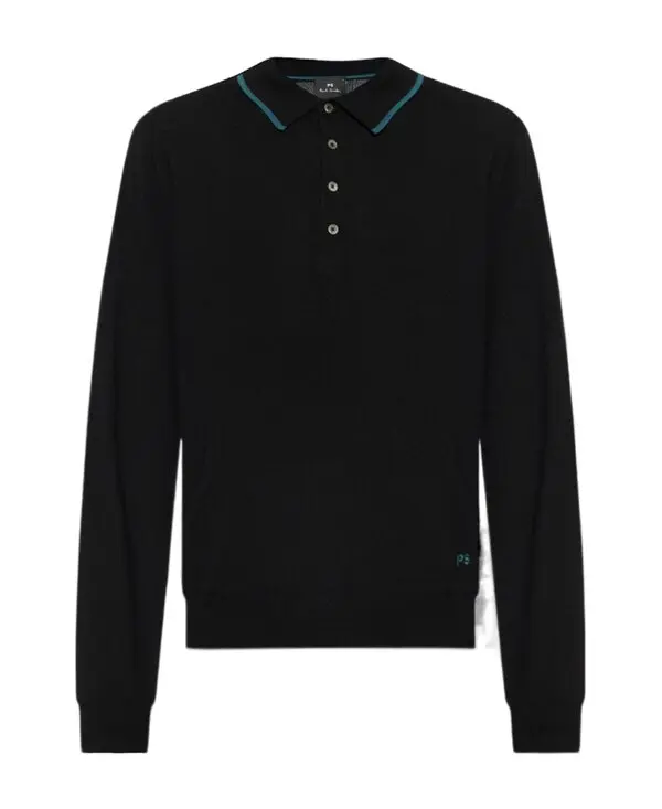 Paul Smith Stripe Trim Logo Embroidered Polo Shirt
