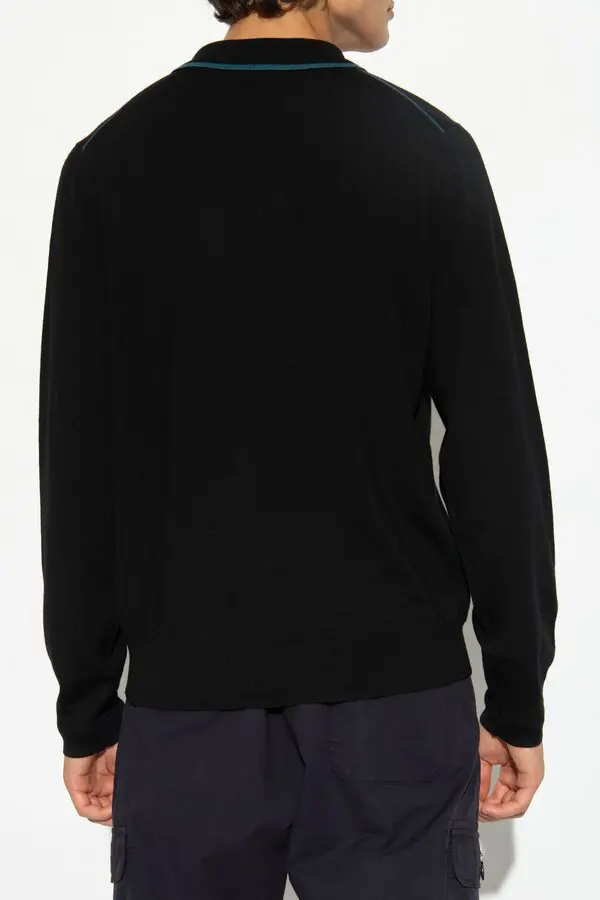 Paul Smith Stripe Trim Logo Embroidered Polo Shirt